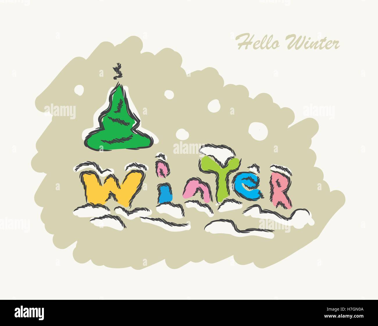 Hello winter card hand Stock Vector Images - Alamy