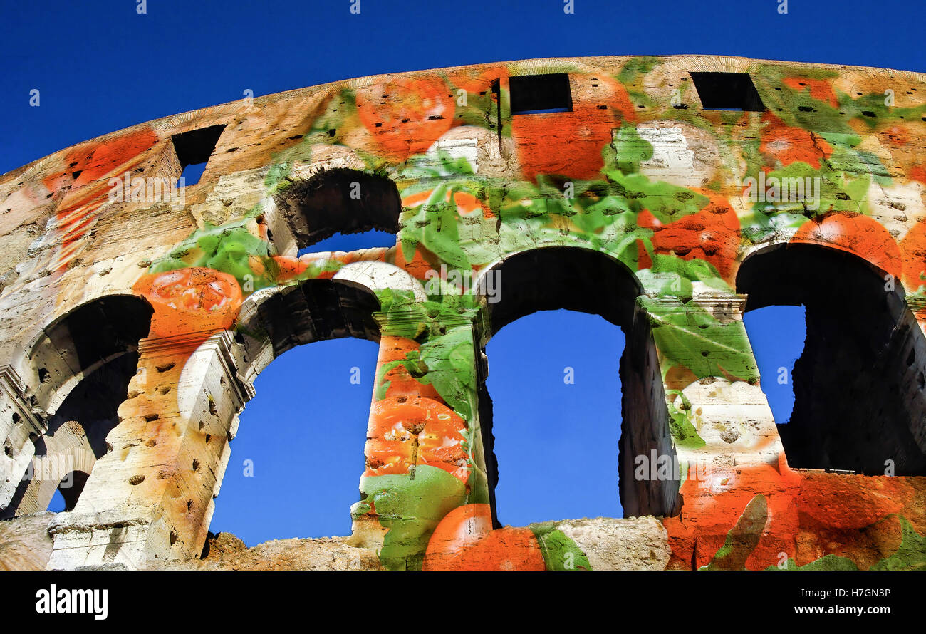 Artistic Colosseum in Rome Italy on blue sky Stock Photo - Alamy