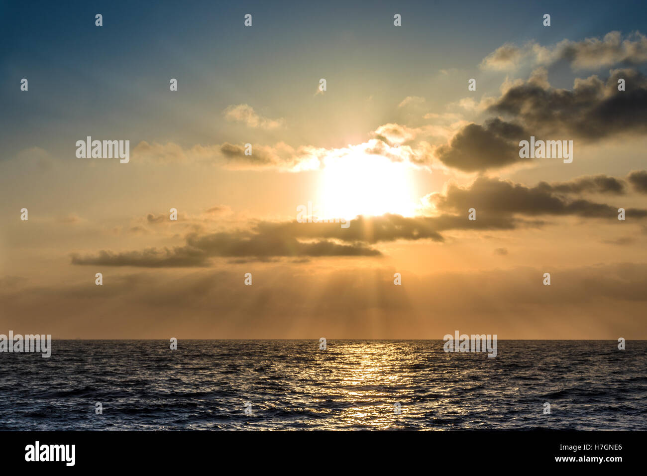 bright sun over the sea Stock Photo - Alamy