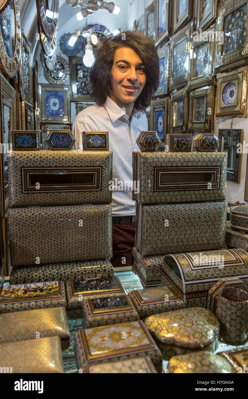 young man selling decorative boxes at the bazaar Stock Photo - Alamy