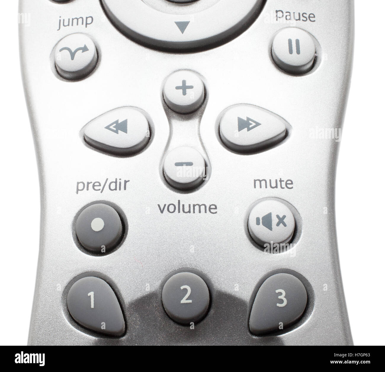 Silver colored remote control unit on a white background Stock Photo ...