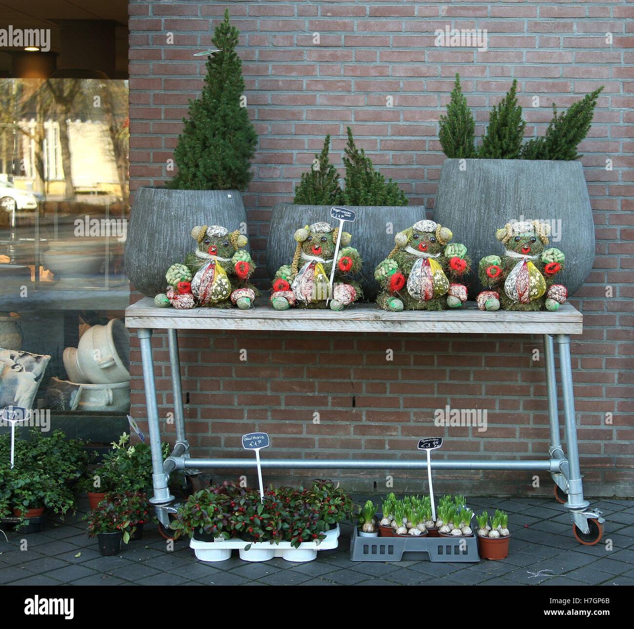 Festive plant stand outside Joy Flowers shop on Walravenstraat in the ...