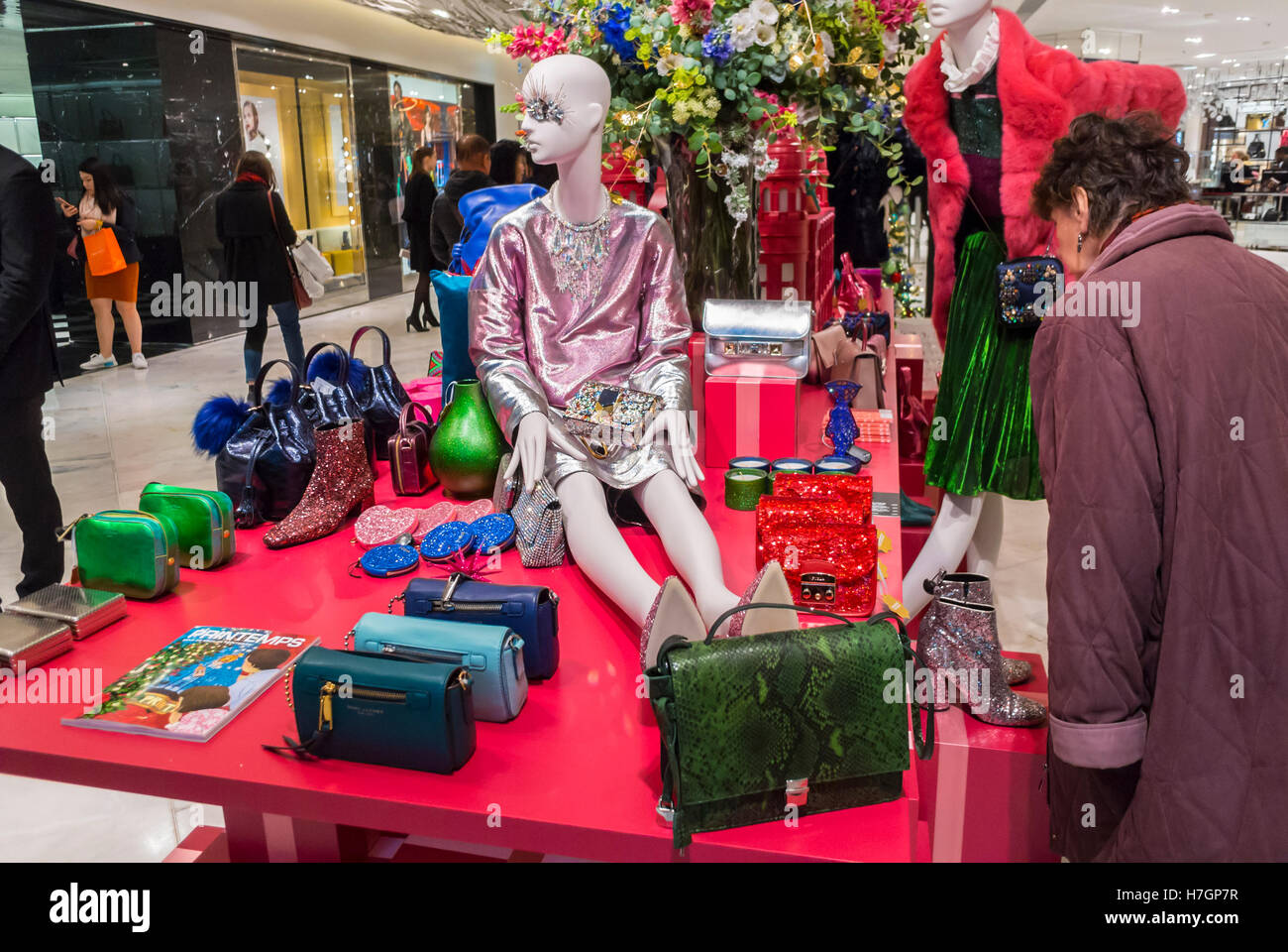 Paris, France, Woman Shopping, Luxury Fashion Clothes Design on Display ...