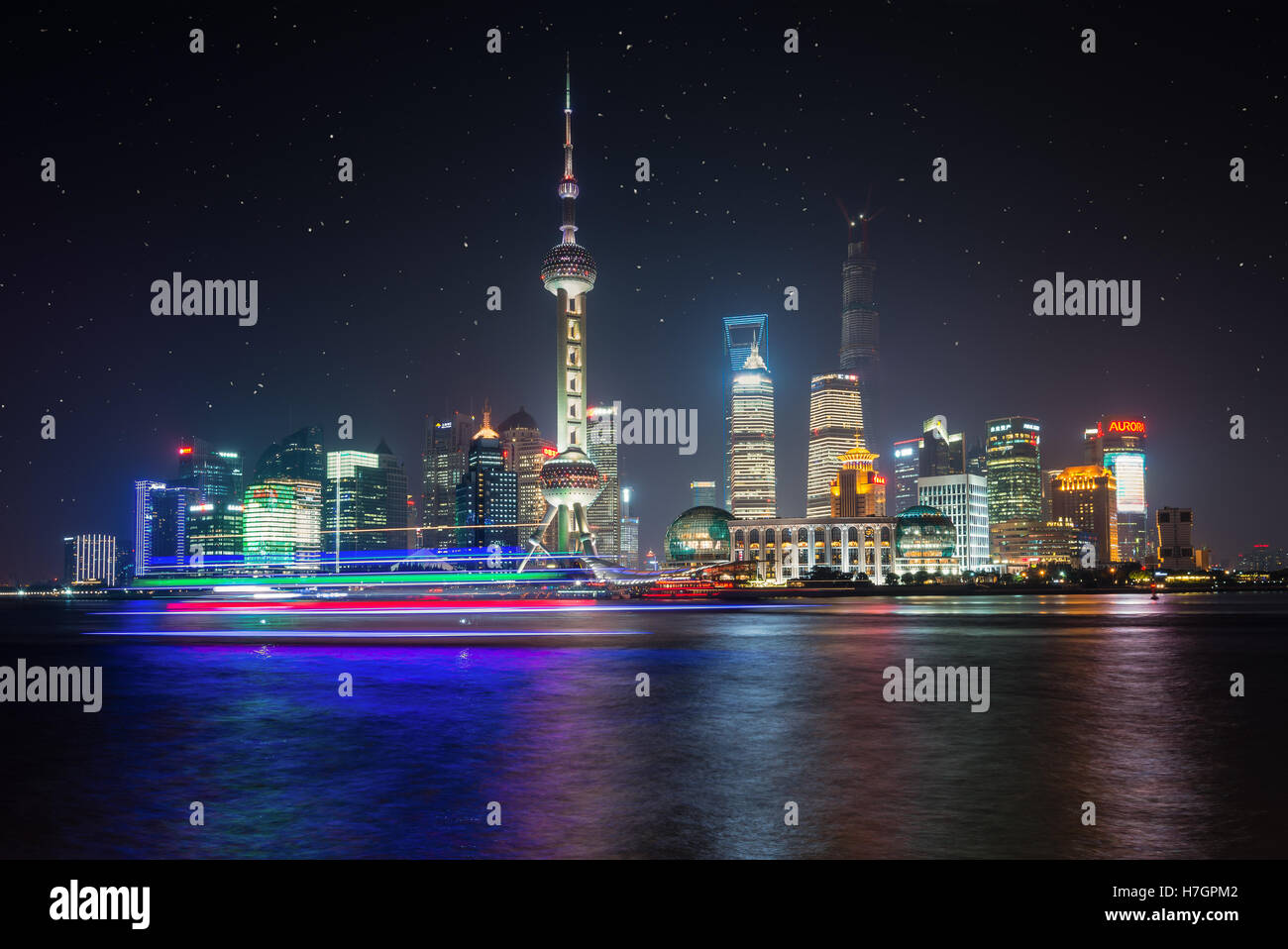 Shanghai landmark skyline at night city landscape, China Stock Photo ...