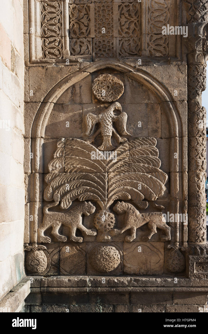 Turkey, Eastern Anatolia, Erzerum, sculpture detail on Turkish-Islamic ...