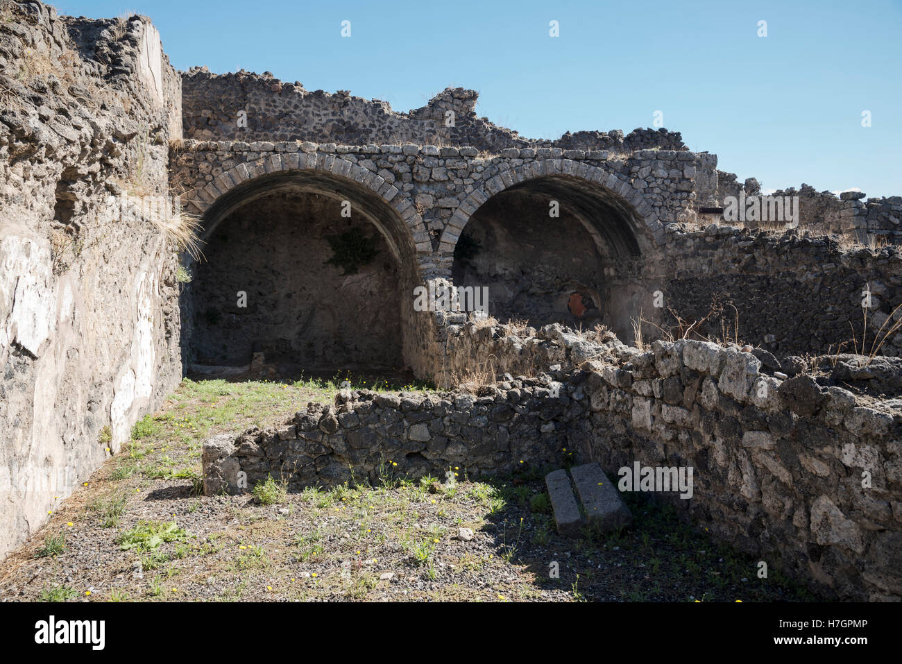 Ruin of ancient aqueduct, Pompeii , archaeological site, Campania ...