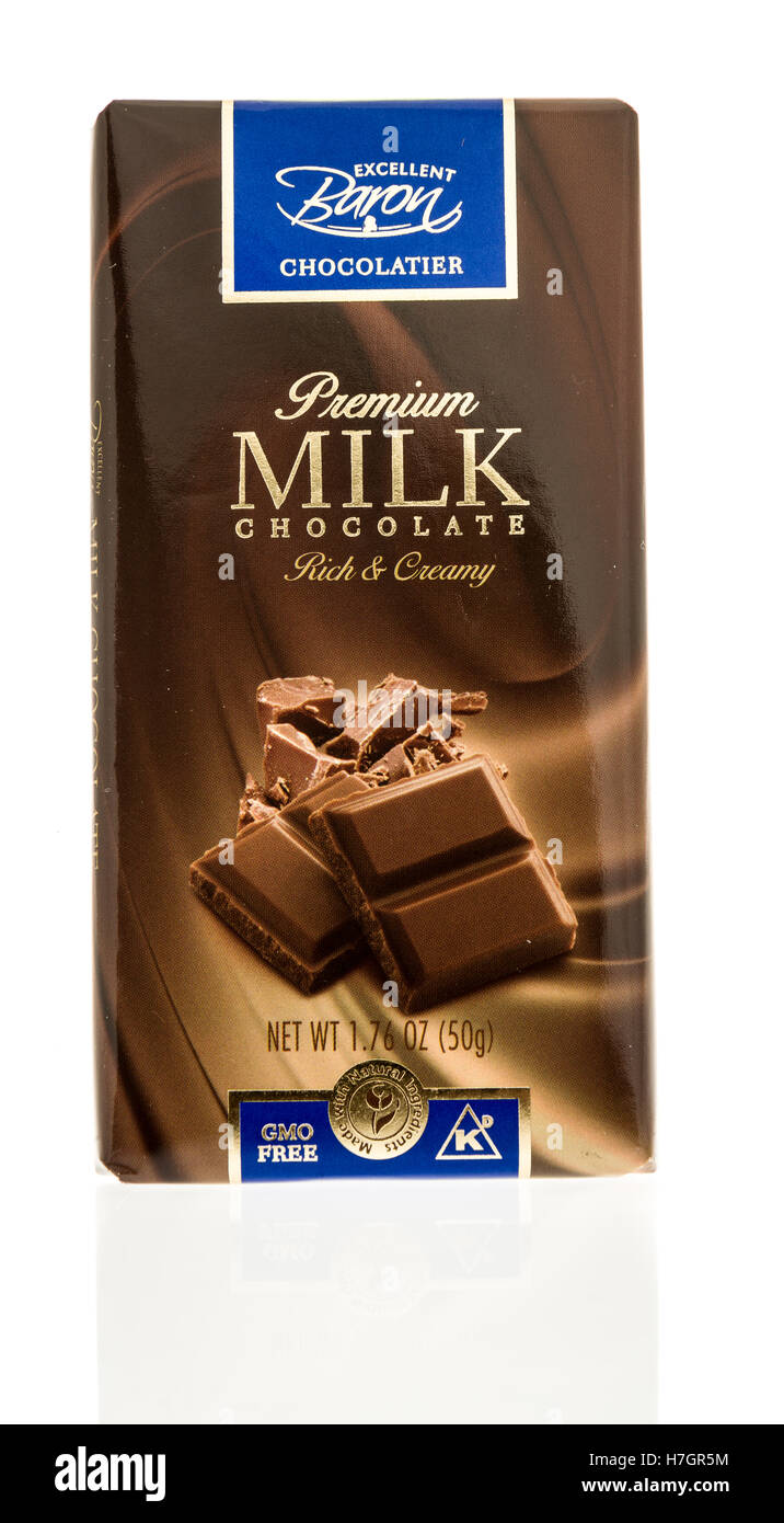 Winneconne, WI - 2 November 2016: Baron milk chocolate candy bar on an ...