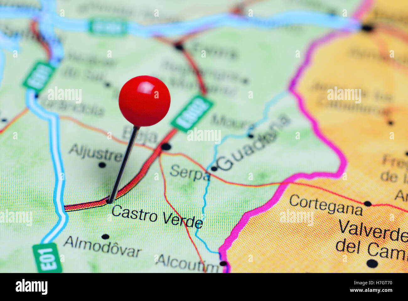 Castro Verde pinned on a map of Portugal Stock Photo - Alamy