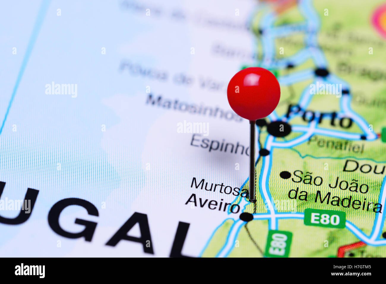 Murtosa pinned on a map of Portugal Stock Photo - Alamy