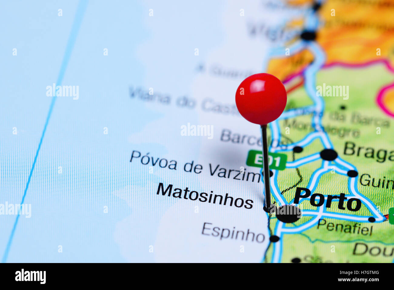 Matosinhos pinned on a map of Portugal Stock Photo - Alamy