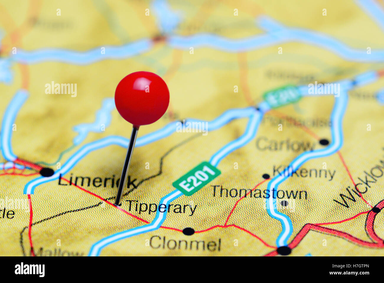 Tipperary pinned on a map of Ireland Stock Photo - Alamy