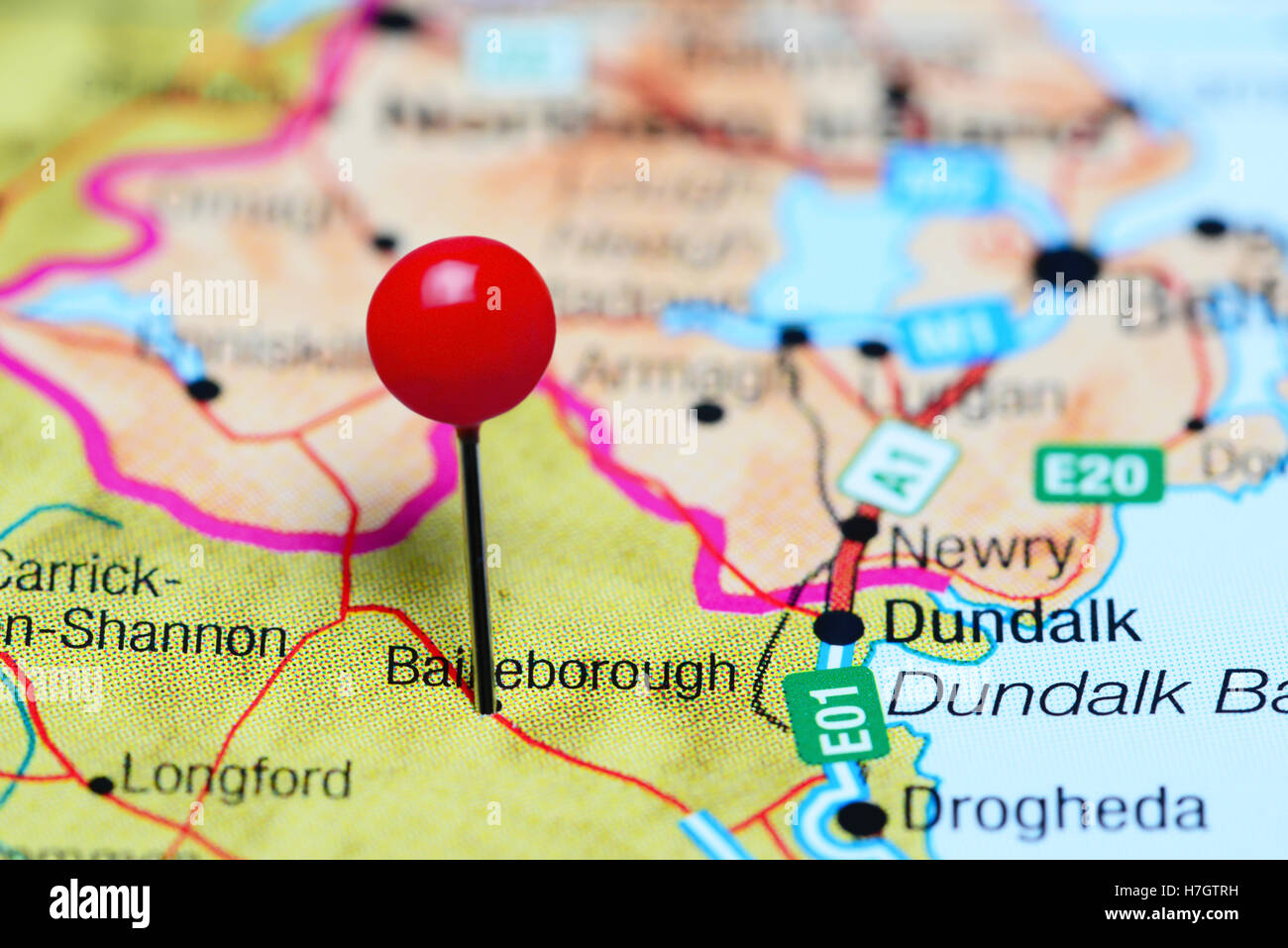 Bailieborough pinned on a map of Ireland Stock Photo - Alamy