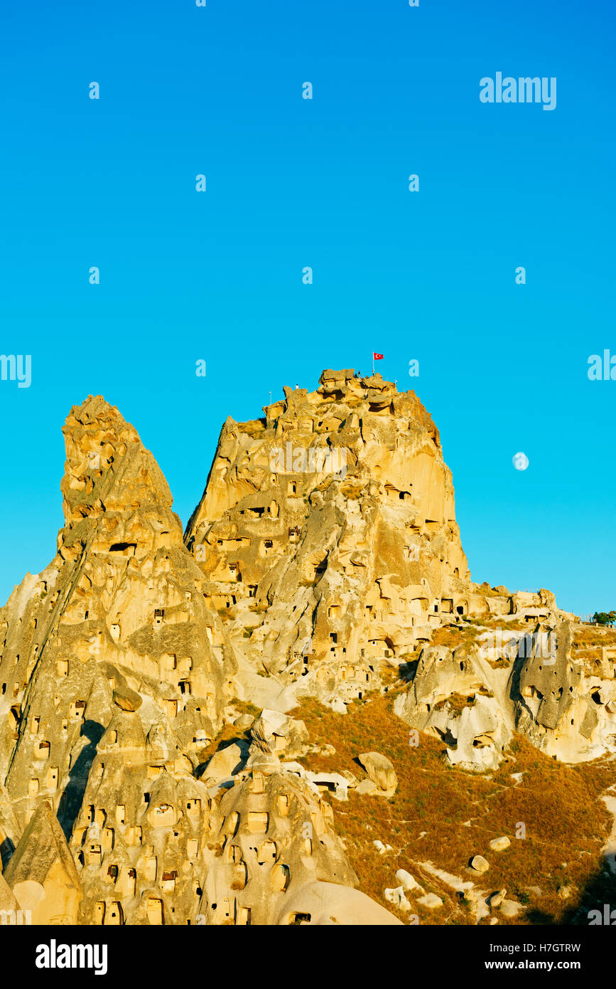Turkey, Central Anatolia, Cappadocia, rockcut topography at Uchisar ...