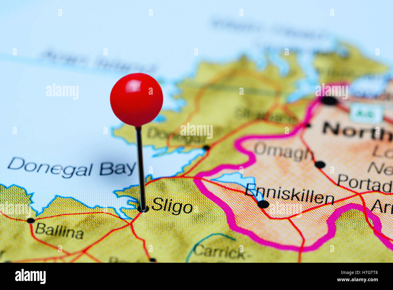 Sligo pinned on a map of Ireland Stock Photo - Alamy