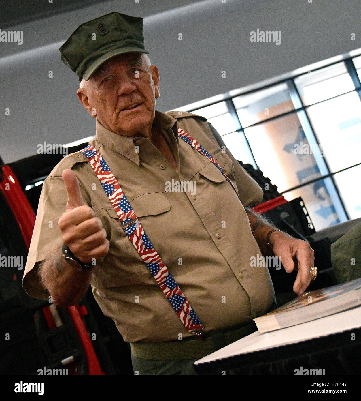 Marine actor Gunny Lee at the Jeep booth during the SEMA show ...