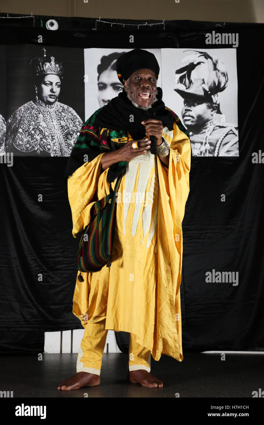 London, UK. 4th Nov, 2016. Mutabaruka, a Jamaican Rastafari dub poet ...