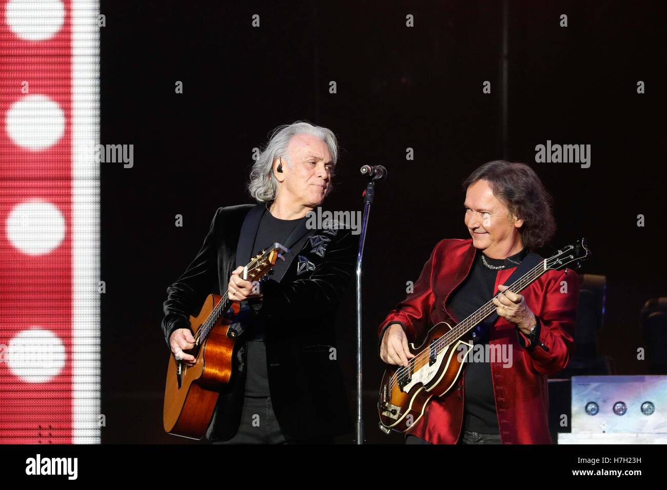 Italian band Pooh perform live on stage "Reunion 50" at Palalottomatica ...