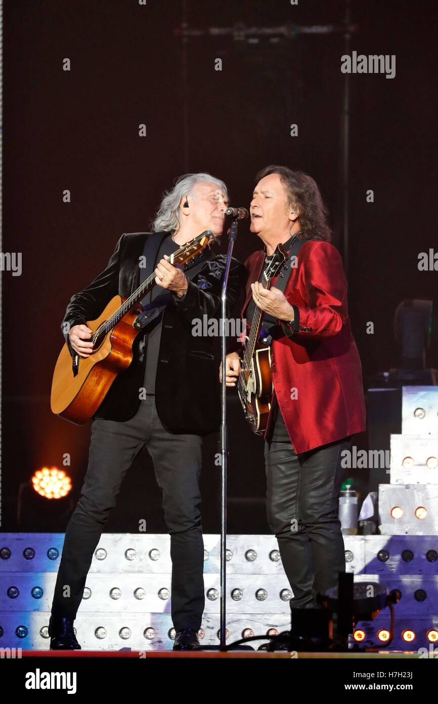 Italian band Pooh perform live on stage "Reunion 50" at Palalottomatica ...