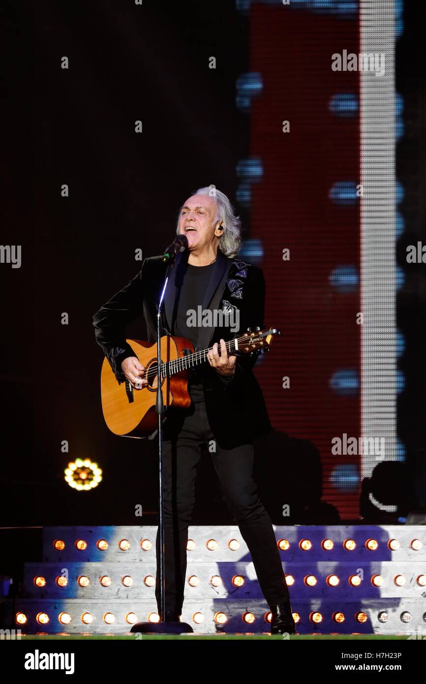 Italian band Pooh perform live on stage "Reunion 50" at Palalottomatica ...