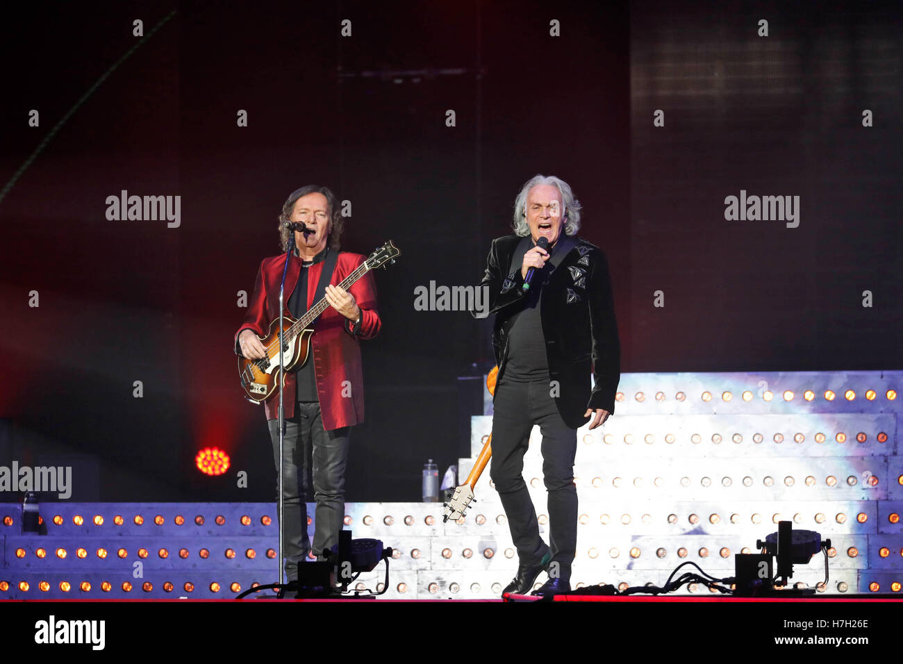 Italian band Pooh perform live on stage "Reunion 50" at Palalottomatica ...