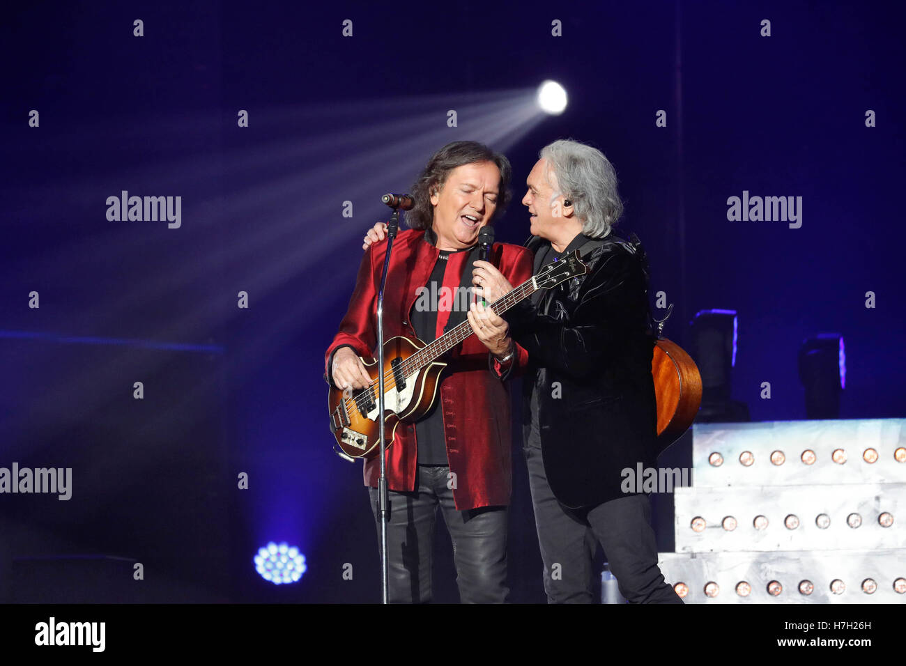 Italian band Pooh perform live on stage "Reunion 50" at Palalottomatica ...