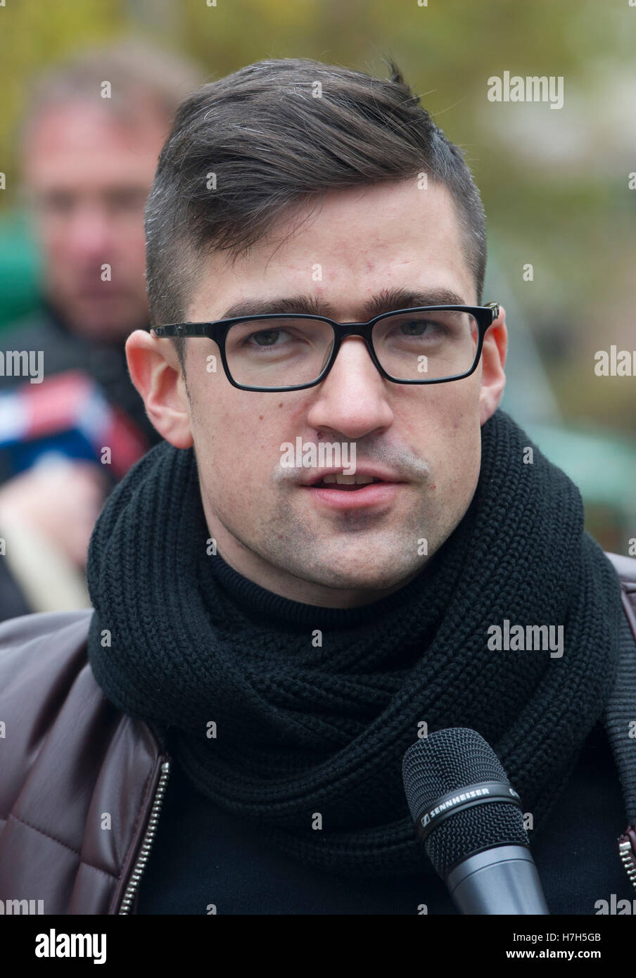 Berlin, Germany. 05th Nov, 2016. Martin Sellner, leader of the right ...