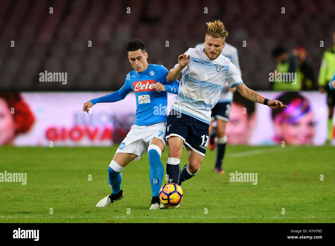 Napoli, Italy. 05th Nov, 2016. Ciro Immobile (R) of Lazio and Josè ...