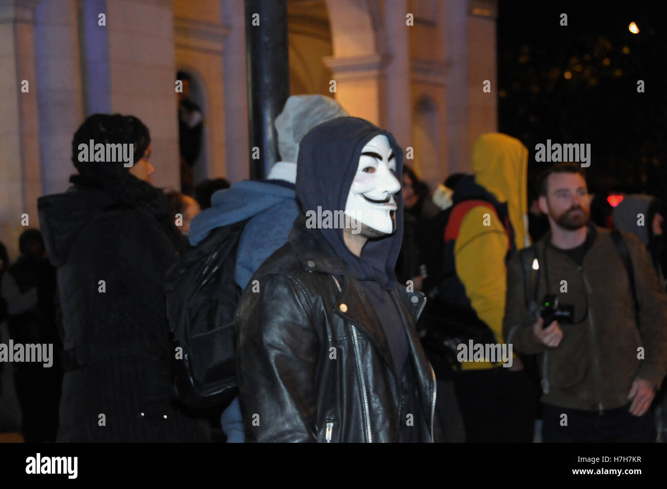 London, UK, 5th November, 2016. A masked protester at London's Million ...
