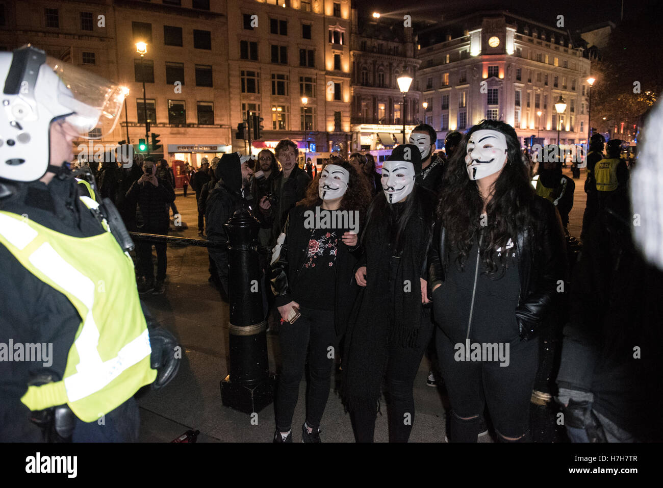London, United Kingdom. 5th November 2016. Three woman wearing Guy ...