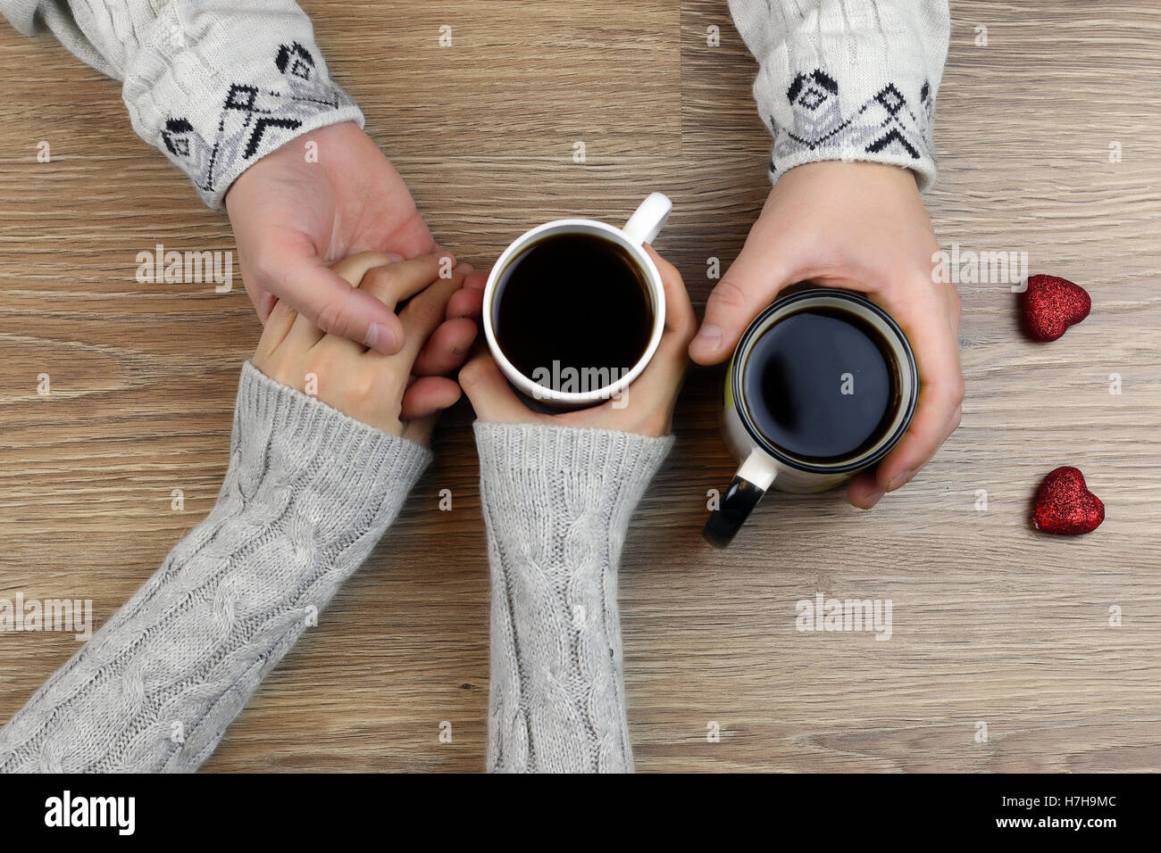 hand coffee background couple Stock Photo - Alamy