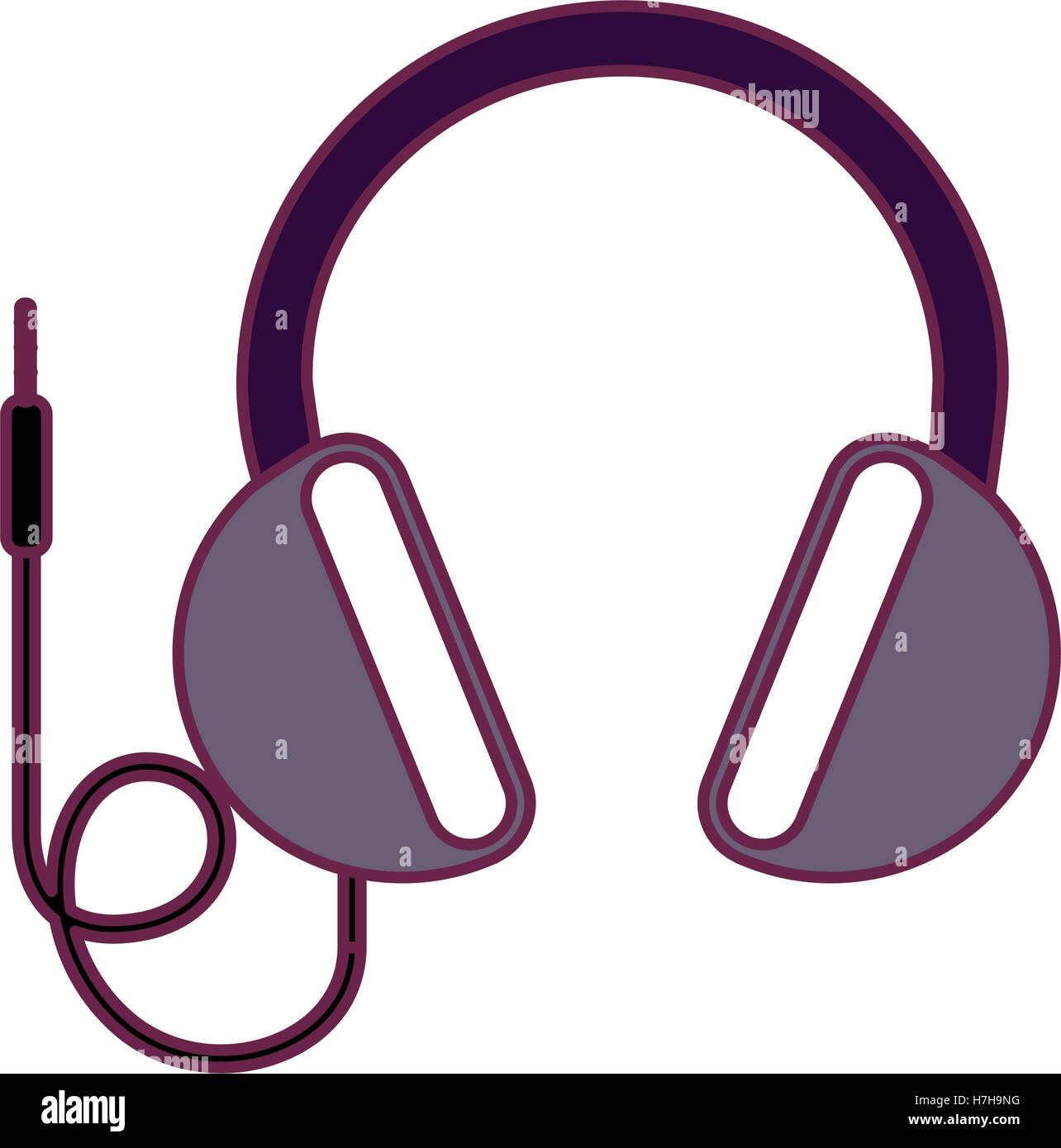 headphone audio device with cord over white background. vector ...