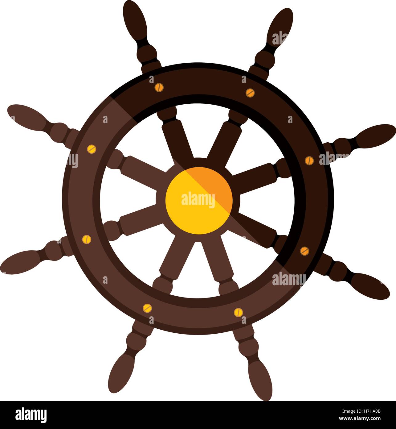 boat rudder icon over white background. nautical symbol. vector ...