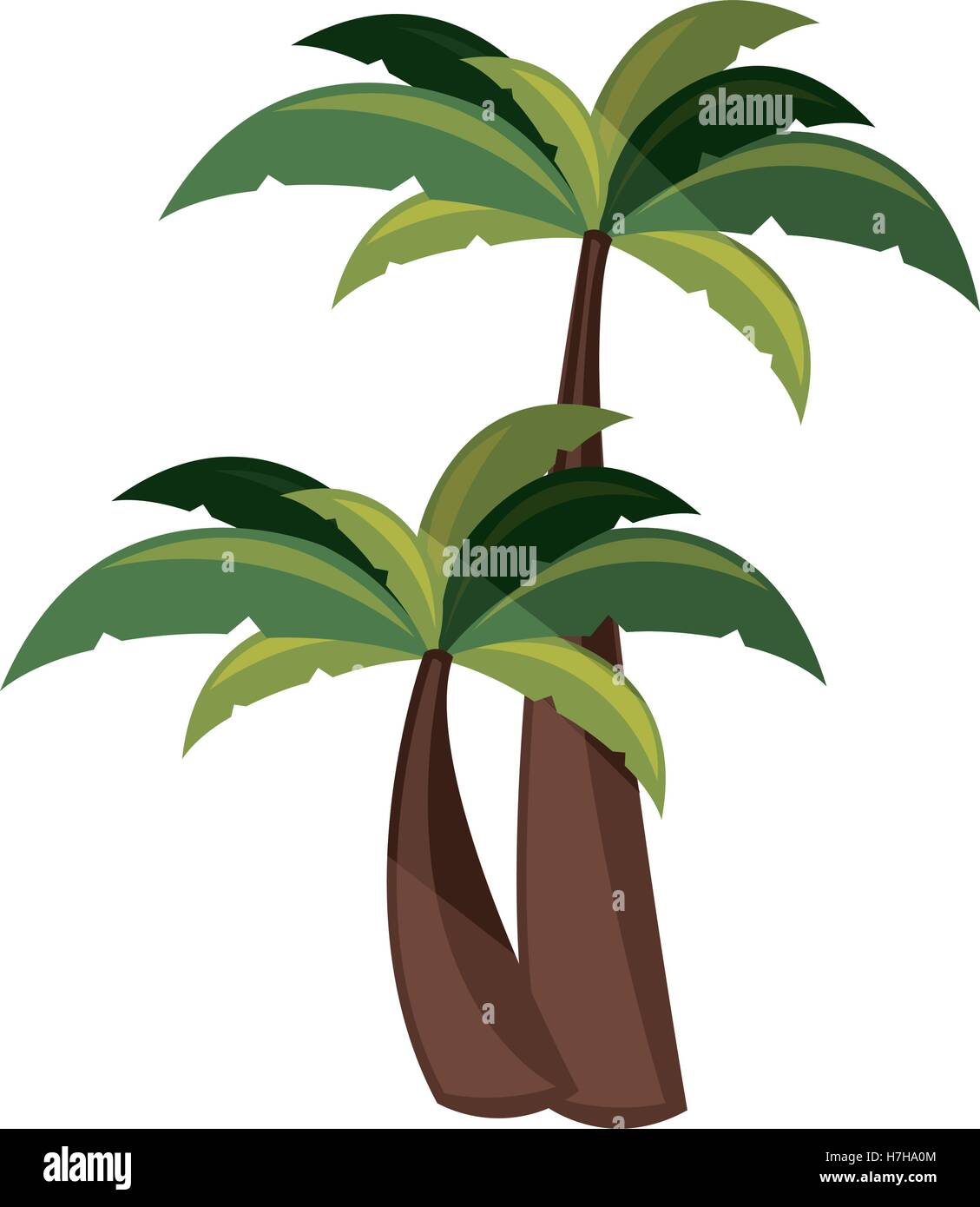green tropical palm tree icon over white background. vector ...