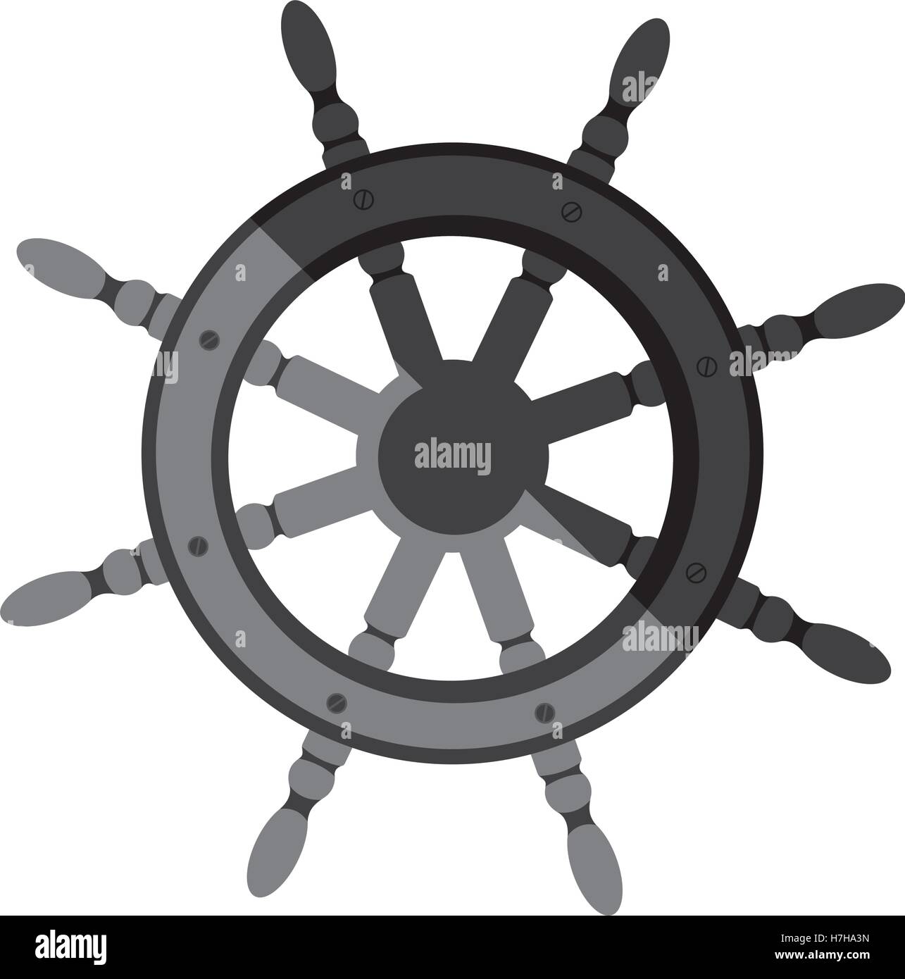 boat rudder icon over white background. nautical symbol. vector ...