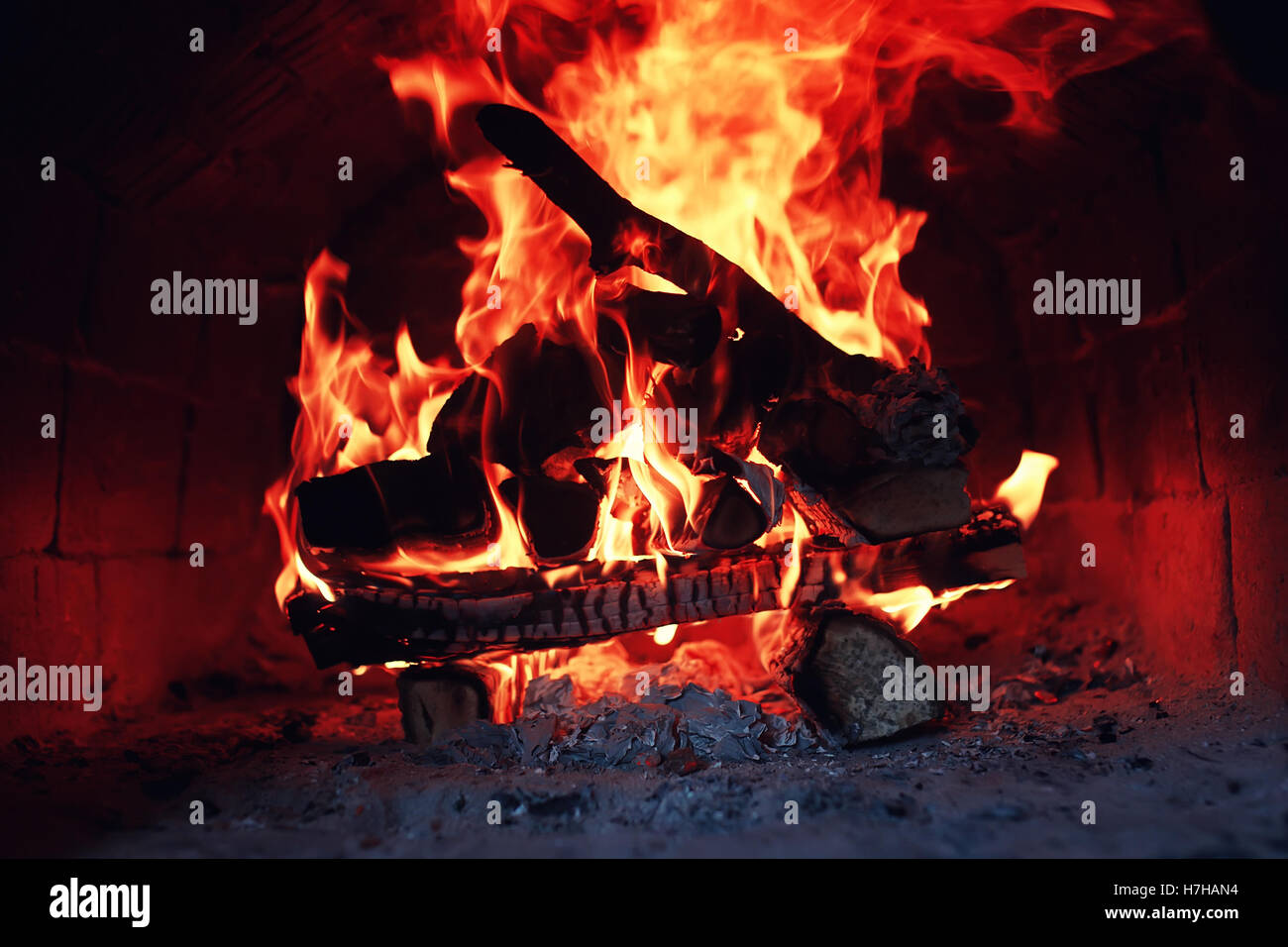 old oven with flame fire Stock Photo - Alamy