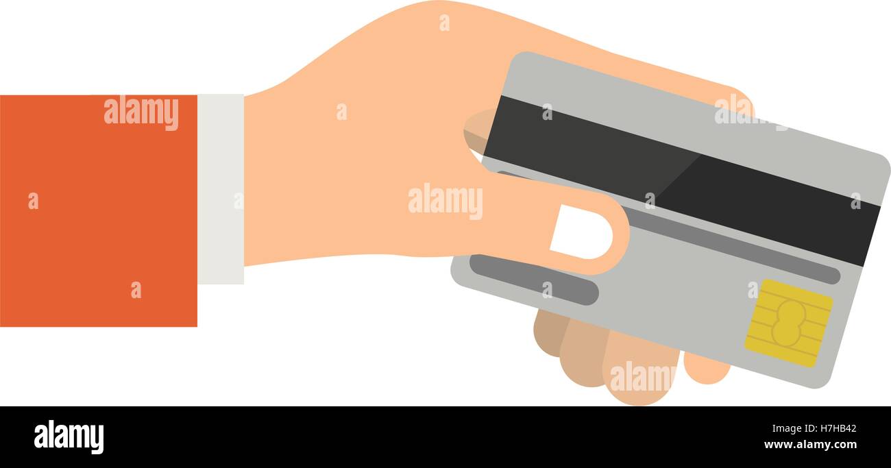human hand holding a chip card over white background. money payment ...