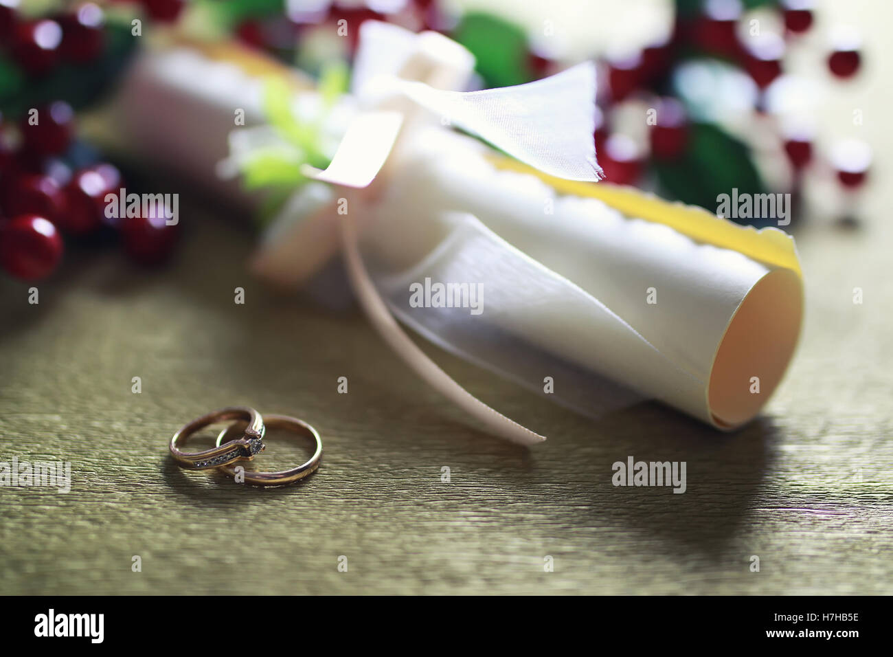 wedding ring background invitation Stock Photo - Alamy