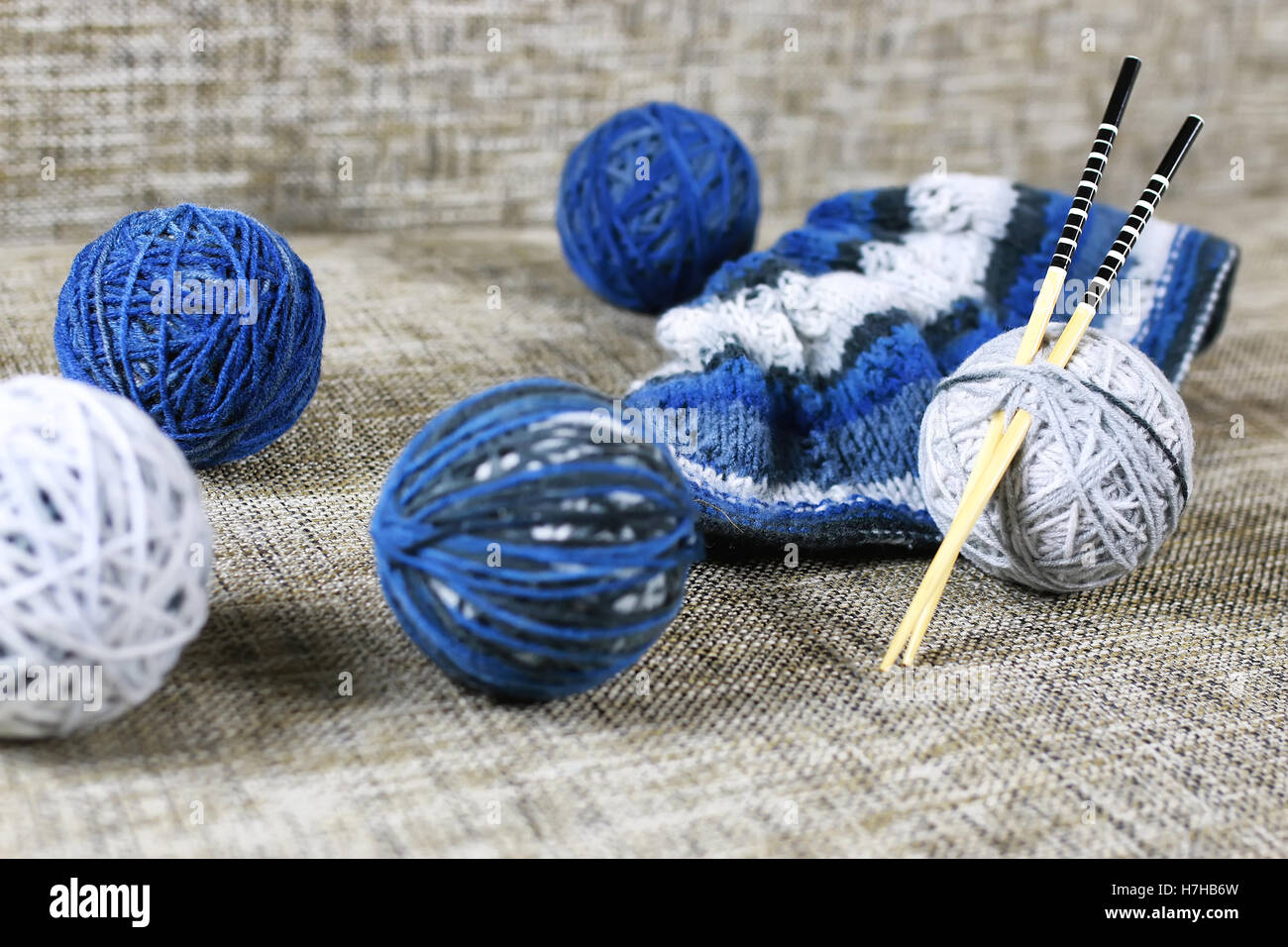 knitting wool ball hobby Stock Photo - Alamy