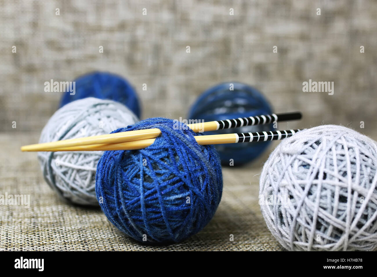 knitting wool ball hobby Stock Photo - Alamy