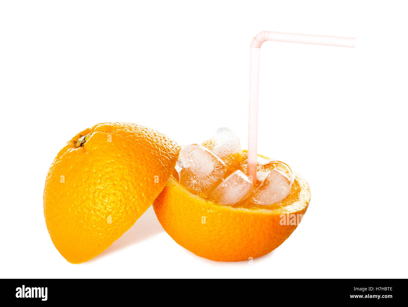 Fresh orange juice with ice isolated on white background Stock Photo ...