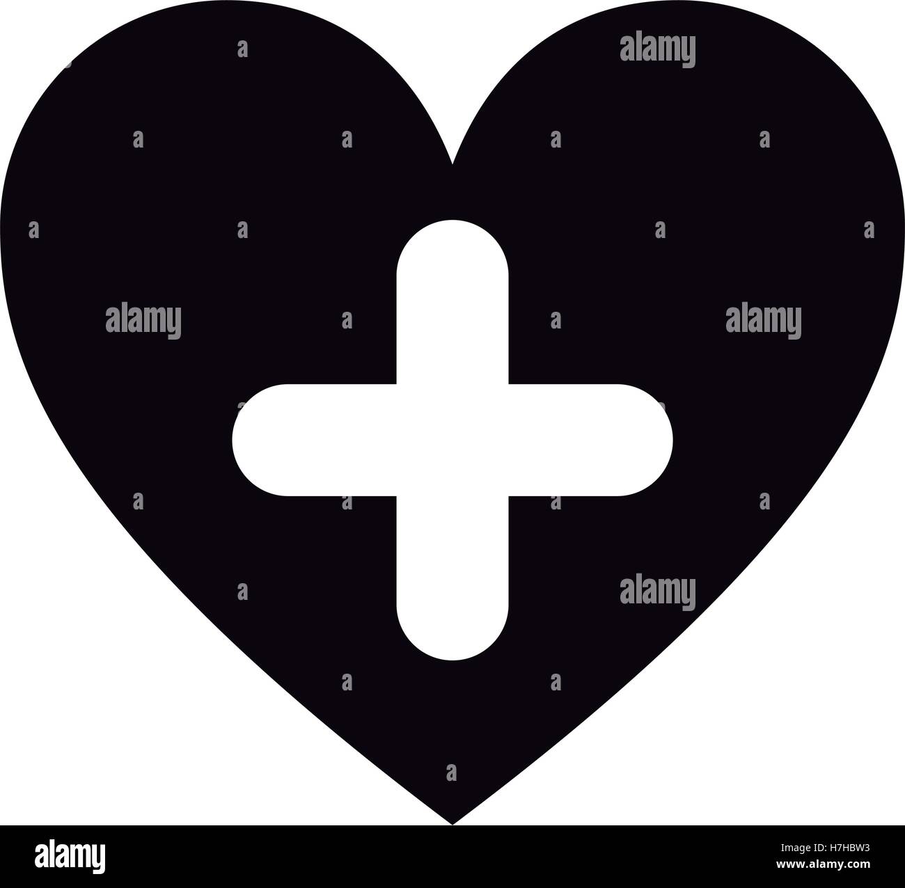 heart shape with white cross inside over white background. vector ...