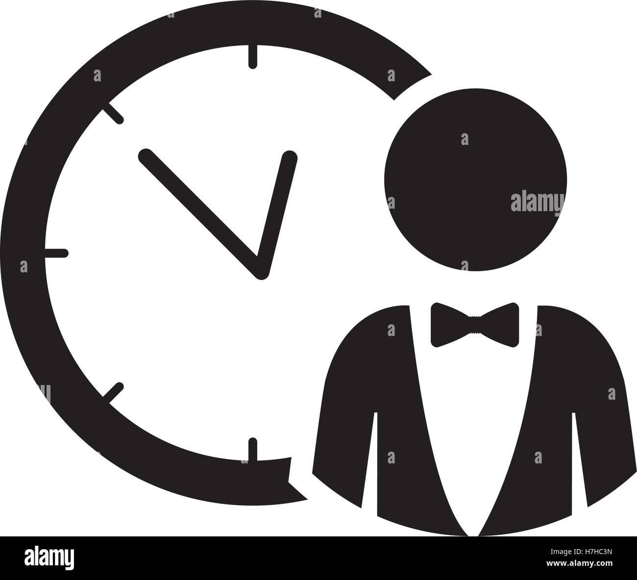 watch clock with avatar man with suit and tie over white background ...