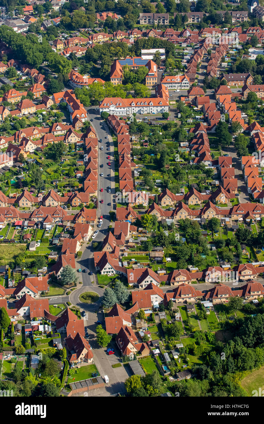 Aerial view, Ahlen colony Westphalia, housing estate for coalmine ...