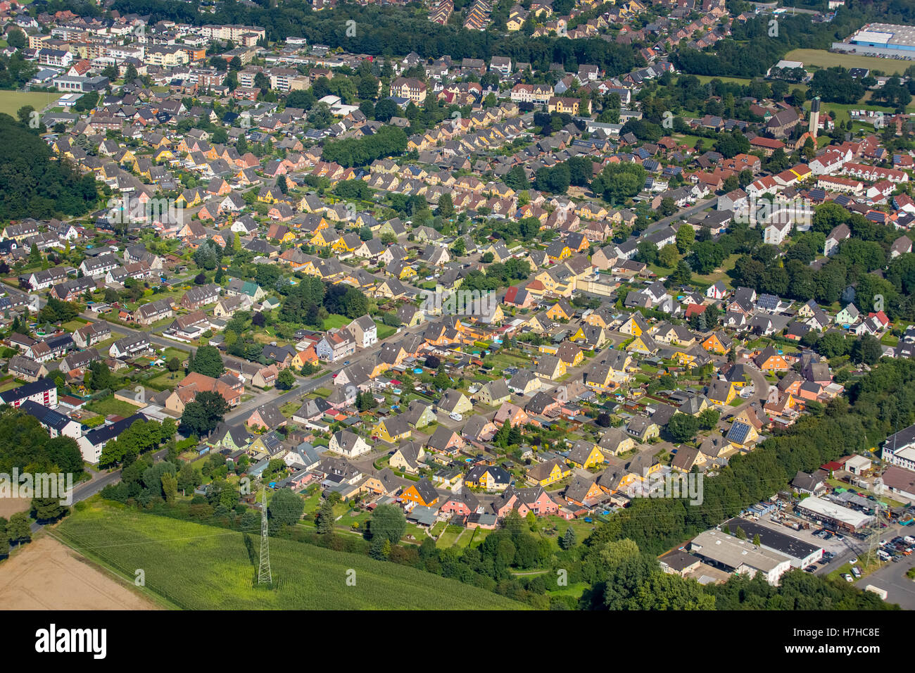 Aerial view, Bergkamen settlement Mallet Street, housing estate for ...