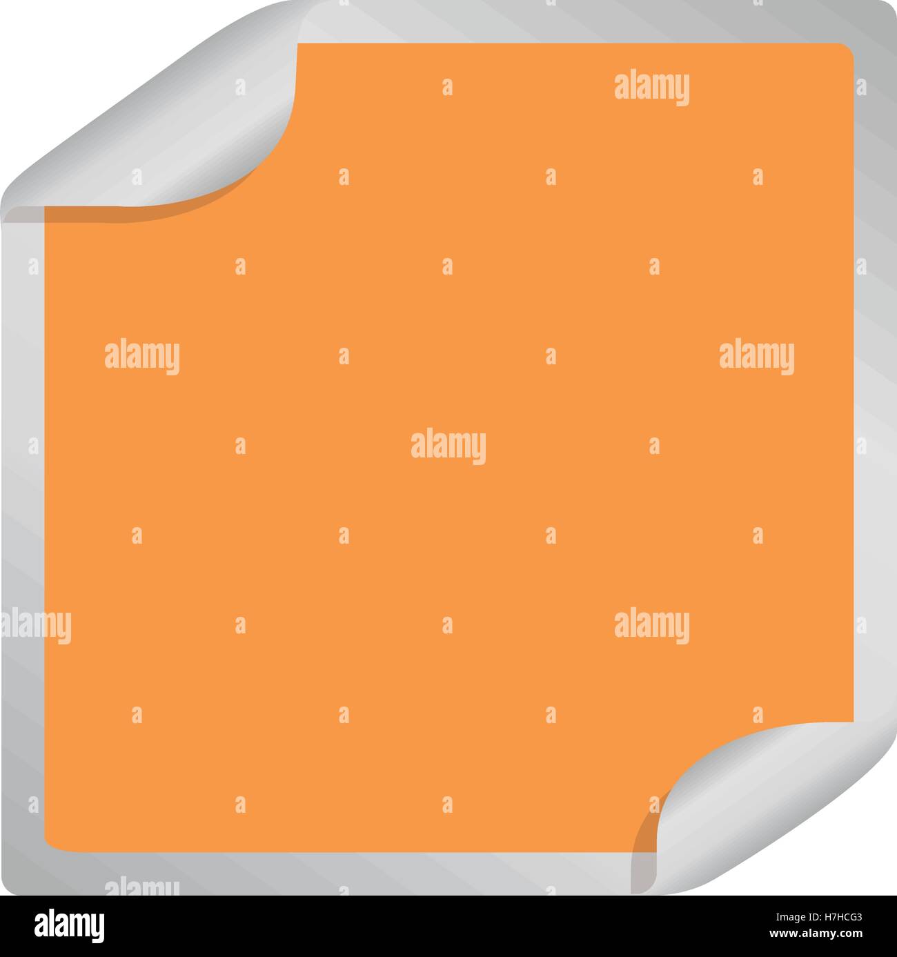 blank sticker in square shape and orange color icon over white ...