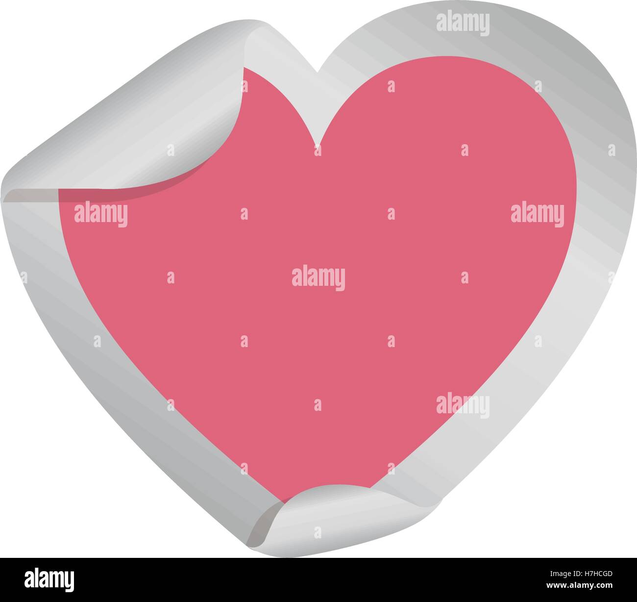 blank sticker in heart shape and pink color icon over white background ...