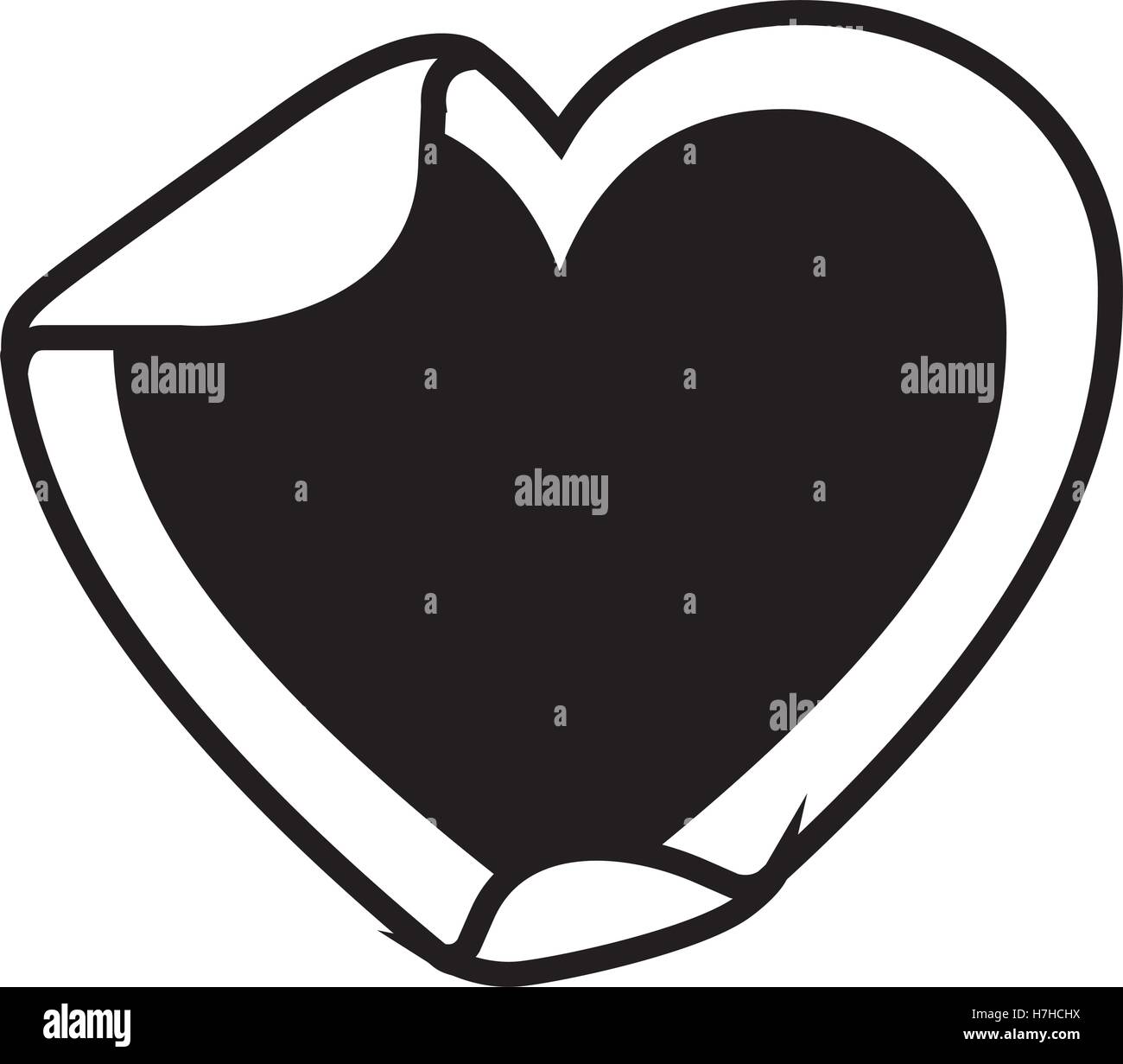 silhouette of blank sticker in heart shape icon over white background ...