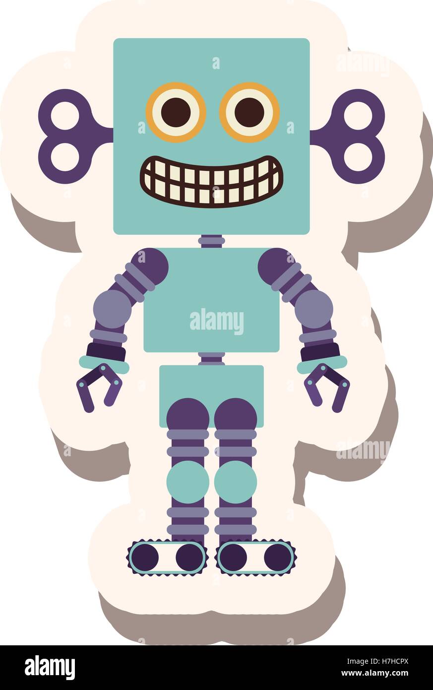 robot smiling icon over white background. toys kids design. vector ...