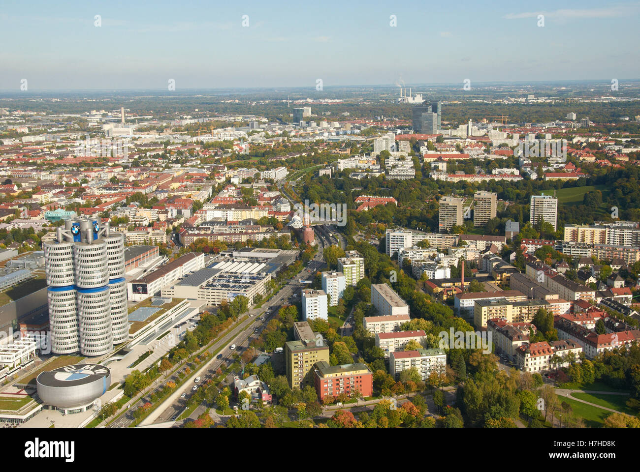 Munich from above the tower in the olympic park hi-res stock ...