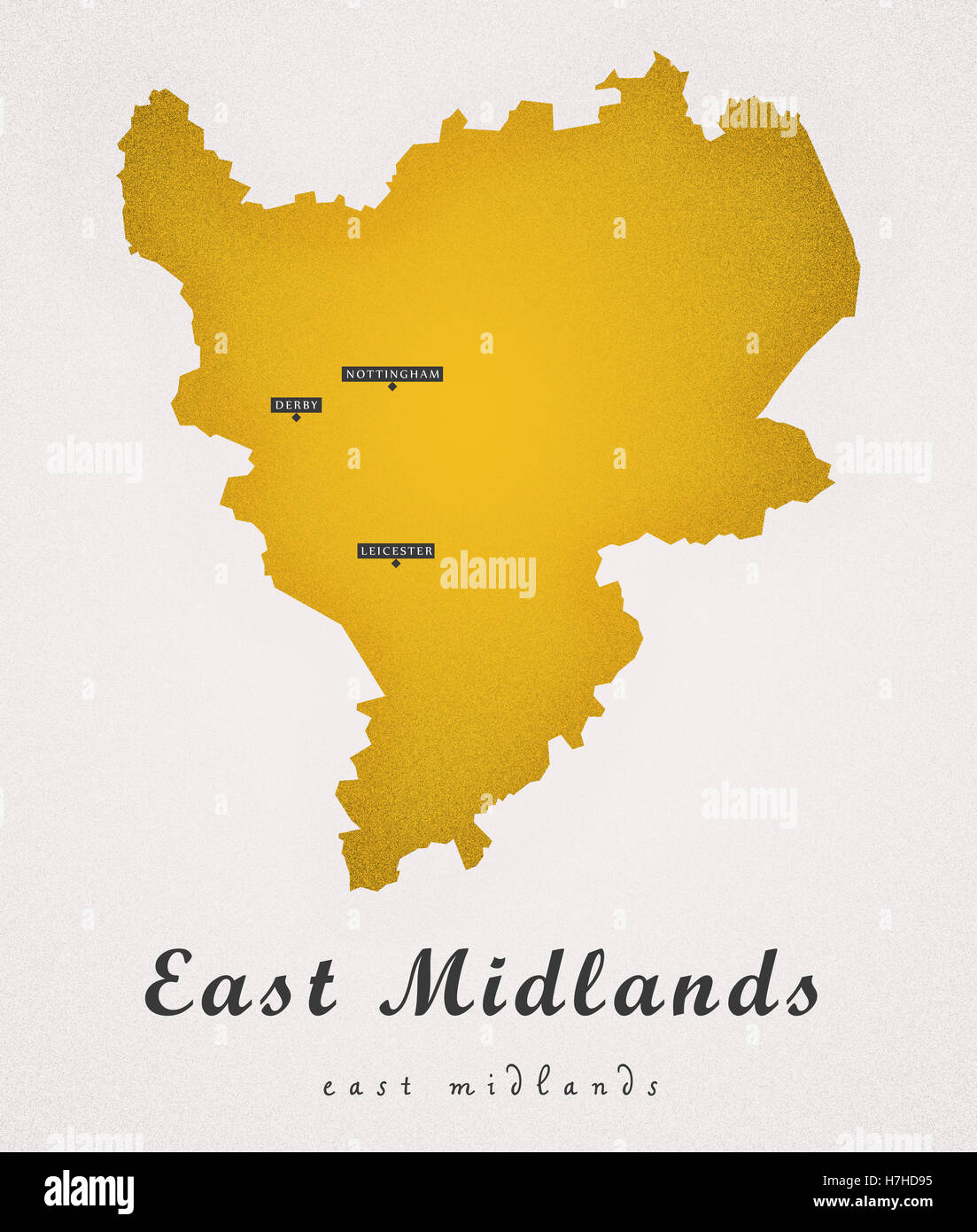 East Midlands England UK Art Map Stock Photo - Alamy